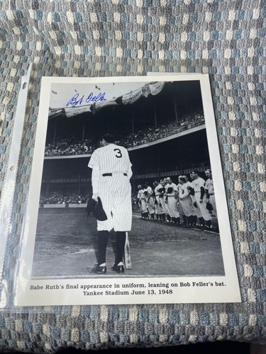 Signed Autograph Photo w/ COA Cleveland Indians BOB FELLER Babe Ruth ...