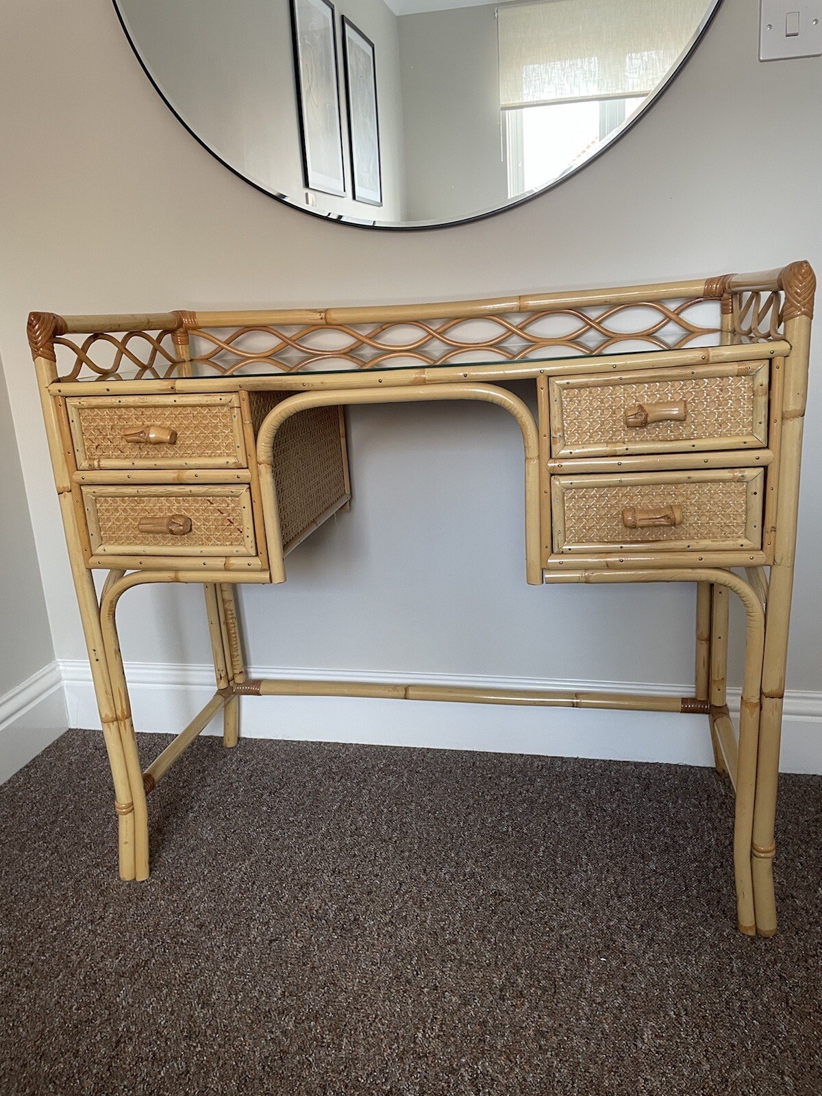 Immaculate mid century bamboo/cane dressing table | eBay UK