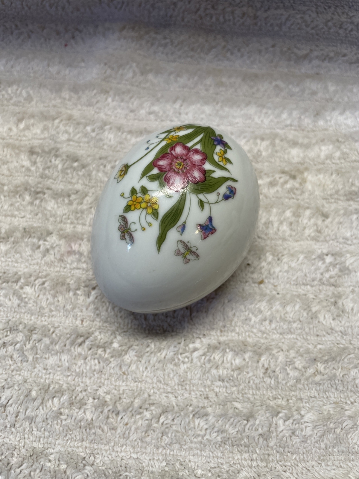 NORLEANS Trinket Box Dish EGG SHAPED PORCELAIN Easter Flower Dresser ...