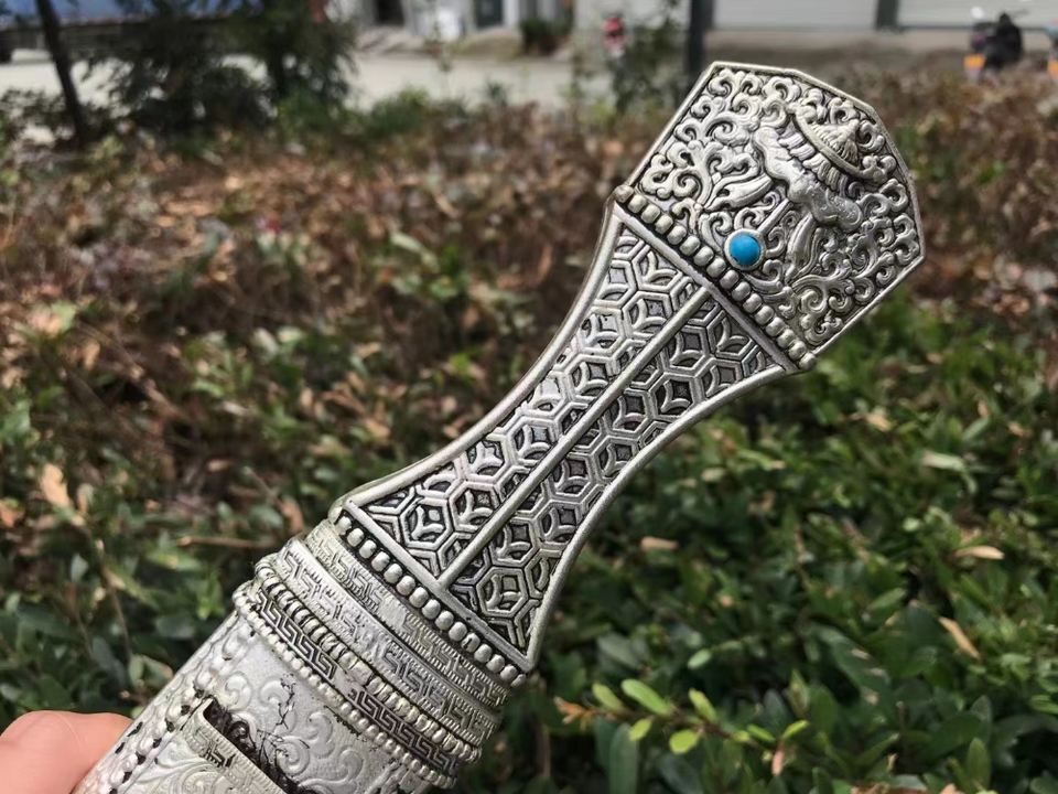 Tibetan Dragon Short Knife Spring Steel Sharp KUNGFU Dao Sword Dagger ...