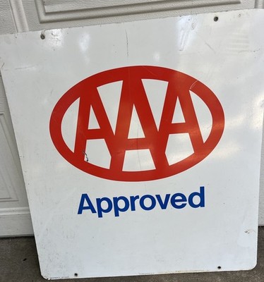 Vintage 1992 AAA Approved Double Sided Metal Sign Gas & Oil | eBay