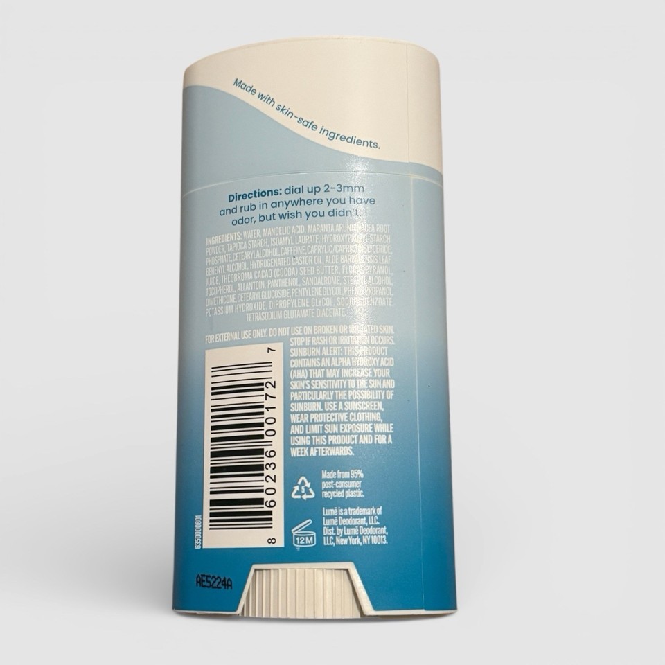 Lume Whole Body Deodorant Invisible Cream Stick Unscented 2.2 Oz. New ...