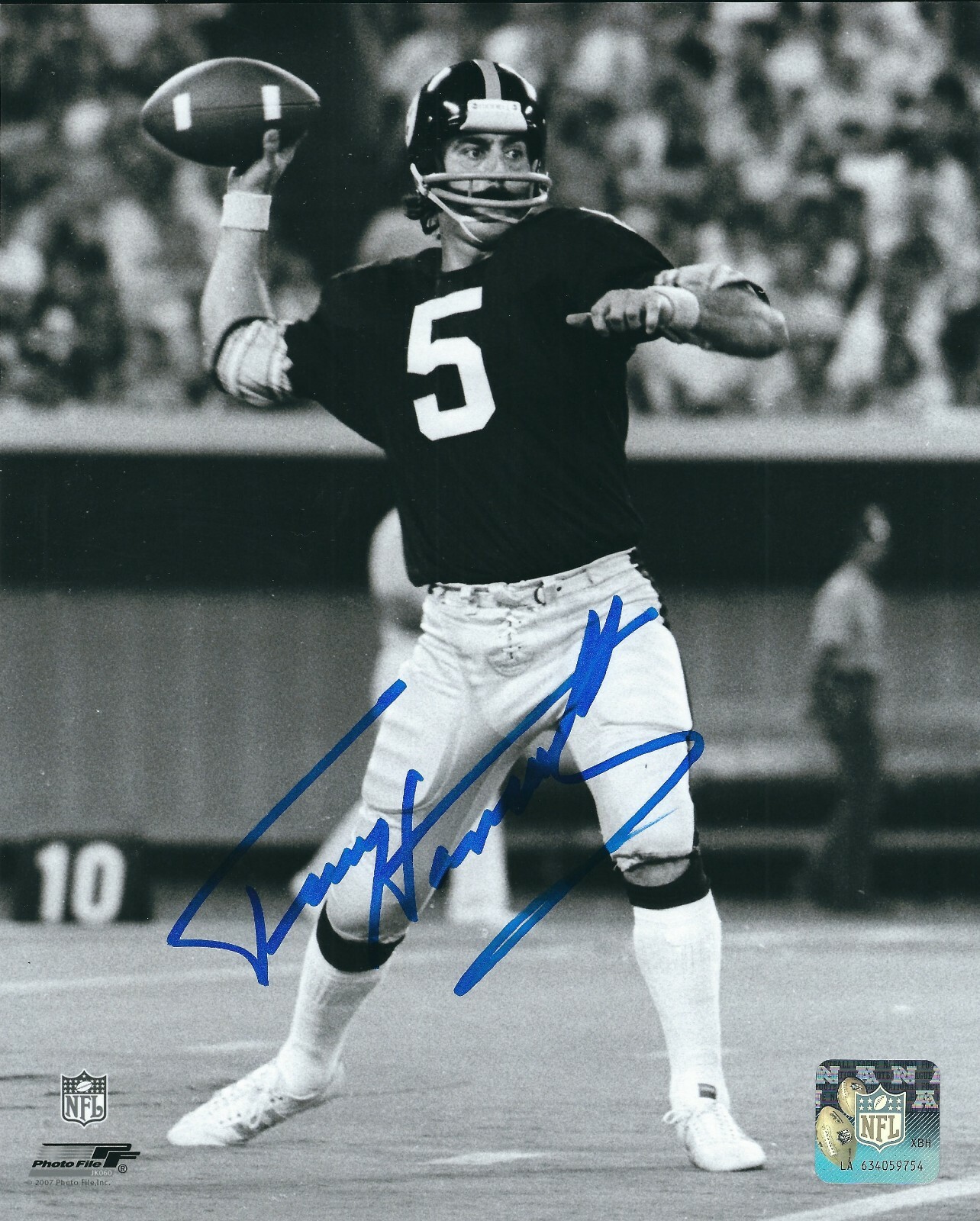 Autographed TERRY HANRATTY Pittsburgh Steelers 8x10 photo w/Show Ticket ...