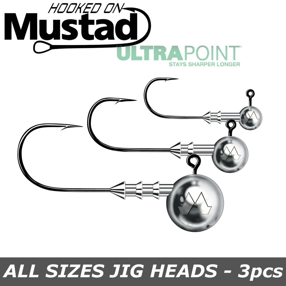 Mustad Classic Jig Head UltraPoint Pike Predator Tackle Soft Lures Jig ...