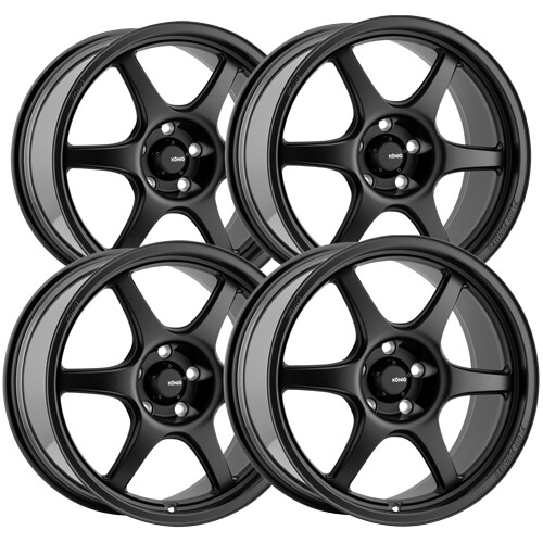 (Set of 4) Konig Hexaform 15x9 4x100 +35mm Matte Black Wheels Rims 15 ...
