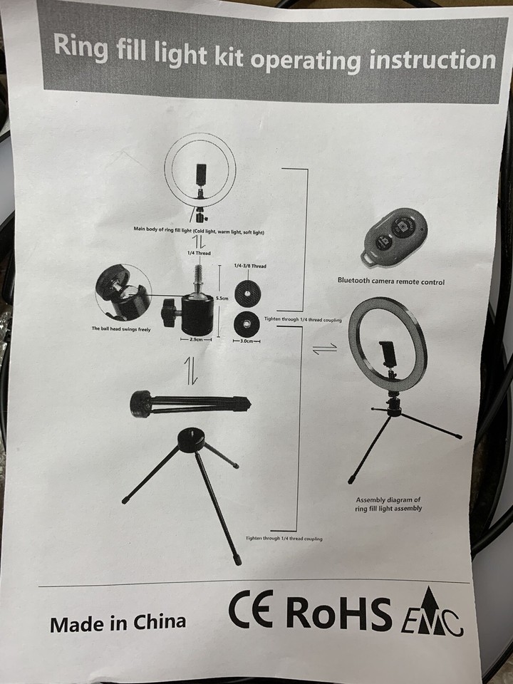 Bluetooth Ring Light 10" LED Selfie RingLight Phone Holder Tripod Stand ...