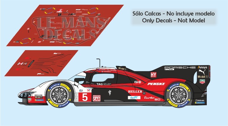 Decals Porsche 963 Le Mans 2024 4 5 6 1:32 1:43 1:24 1:18 slot calcas ...