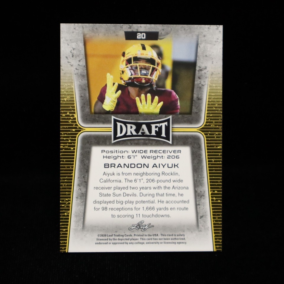2020 Brandon Aiyuk RC San Francisco 49ers Leaf Draft #20 | eBay