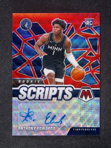 2020-21 Panini Mosaic Anthony Edwards RC Rookie Scripts Auto Red Wave ...