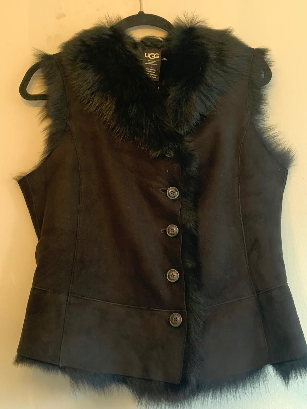 $995 UGGS SHEARLING/FUR VEST/JACKET RENEE TOSCANA SLEEVELESS M BLACK ...