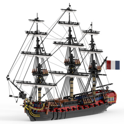 28-Gun Frigate Full Rigged Ship with 3 Masts and Interior 6149 Pieces ...