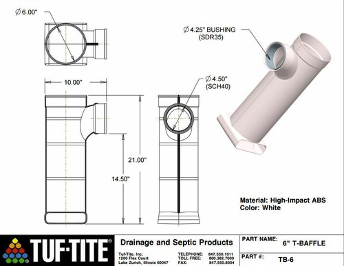 Tuf-Tite 6" Septic Effluent Filter w/ Adapter Fitting & Solids ...