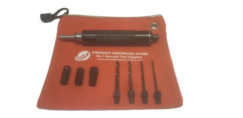 AIRCRAFT TOOLS NEW RIVET REMOVAL TOOL WITH 2 EACH DRILL BITS IN STORAGE ...