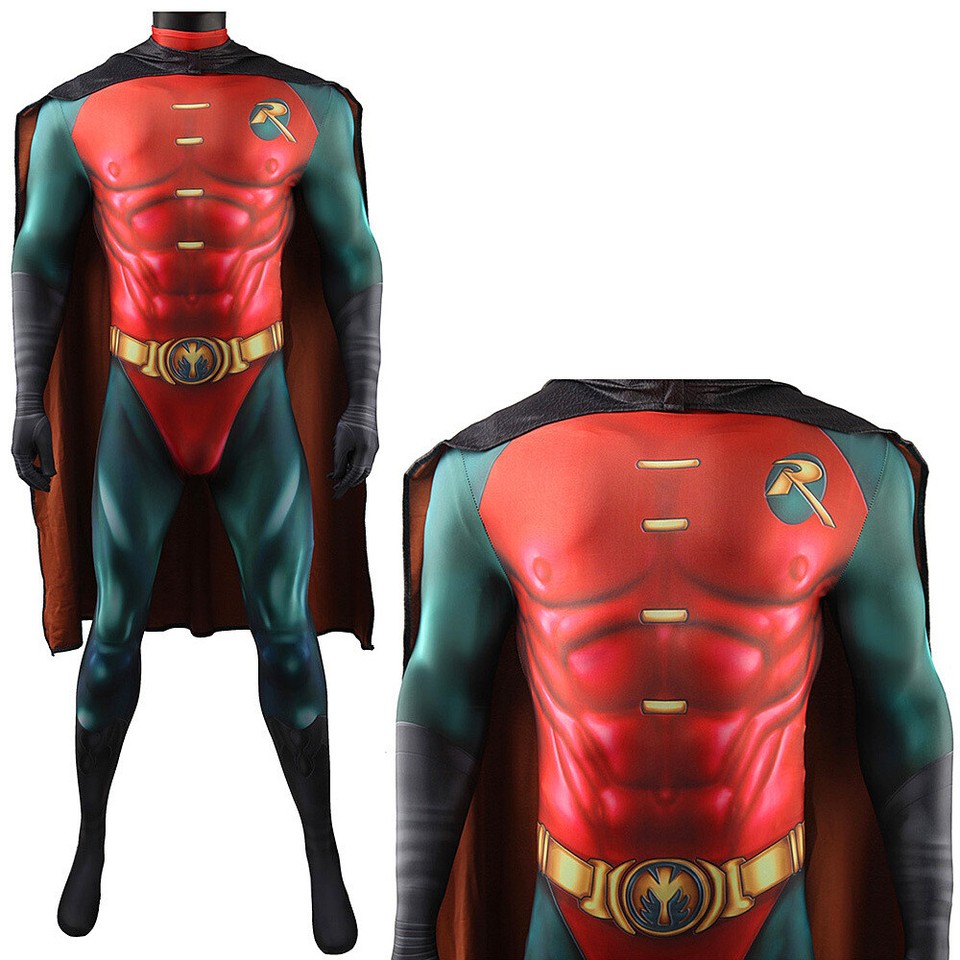 Robin Jumpsuit Dick Grayson 3D Bodysuit Cloak Spandex Cosplay Costume ...