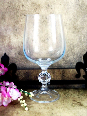 Single Claudia Water Goblet Faceted Ball Stem Crystal Clear Glass 12 ...