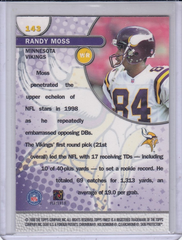 RANDY MOSS 1999 Topps Finest #143 SN Vikings | eBay