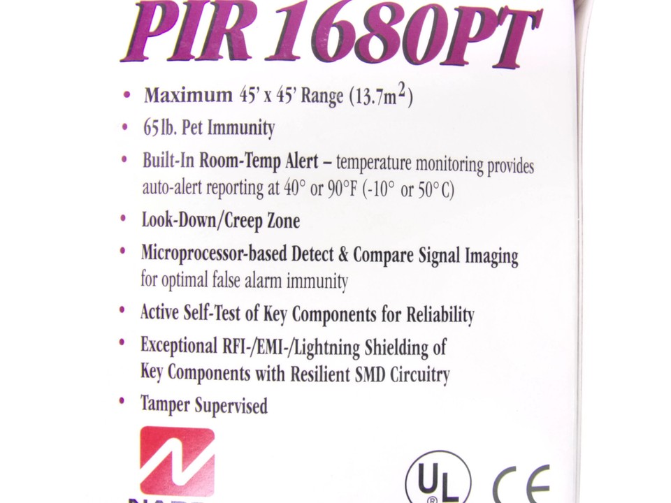 NAPCO PIR1680PT Infrared PIR Motion Sensor w/ 65lb Pet Immunity 45' x ...