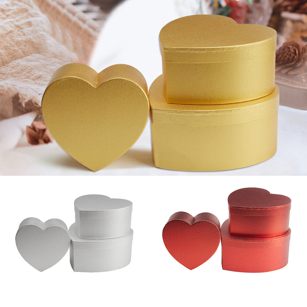 3PC Heart Gift Boxes Flower Packaging Box Wedding Candy Favors Present ...