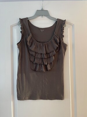 Garnet Hill Women XS Charcoal Gray Ruffled Tank Top EEUC | eBay