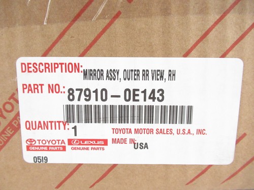 Genuine OEM Toyota 87910-0E143 Passenger Side Mirror Assy 2014-2019 ...