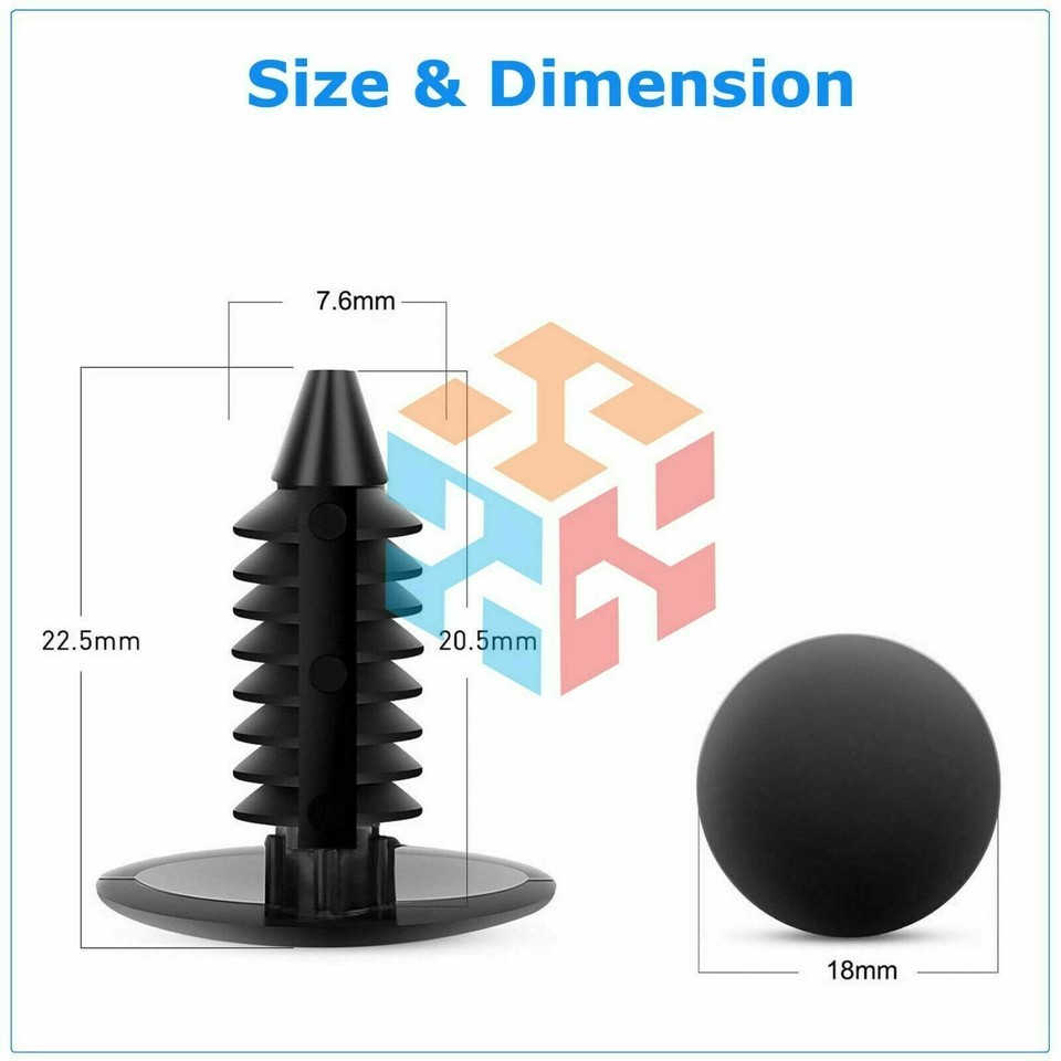 200X 8mm Bumper Clips Auto Car Hole Plastic Rivets Fastener Fender Push ...