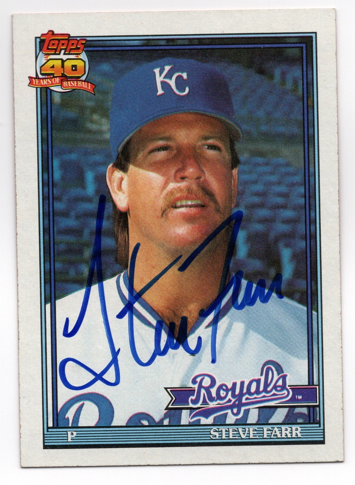 Steve Farr Autograph On a 1991 Topps - Kansas City Royals (Read!) | eBay