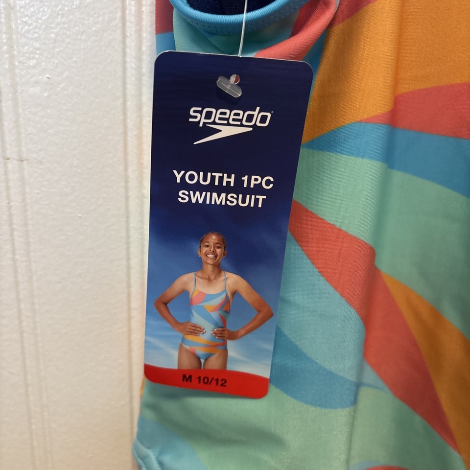 Speedo Youth 1pc Girl Swimsuit, Size M 10/12 New with Tag. Multicolor ...
