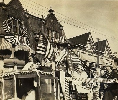 Patriotic Photograph Parade Float Uncle Sam American Flags Galore Circa ...