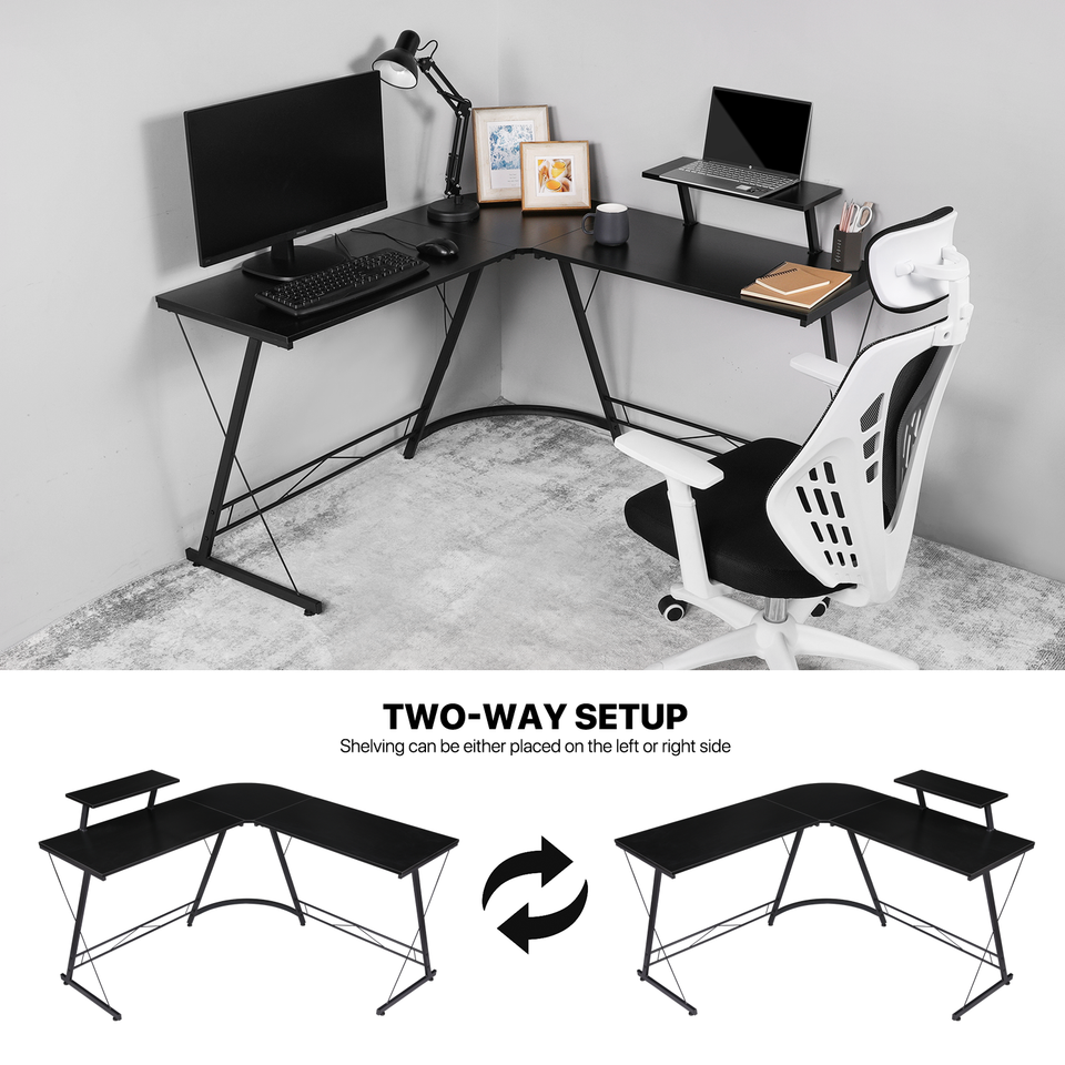 50"L-Shaped Computer Corner Desk Office Workstation Laptop Table w ...