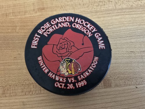 Portland Winter Hawks Hockey Puck 1995 WHL First Rose Garden Game ...