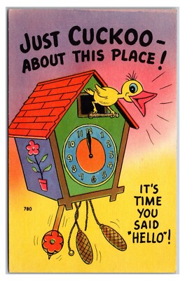 Vintage 1930s- "Funny Cuckoo Clock Saying" - Comic Cartoon Postcard ...