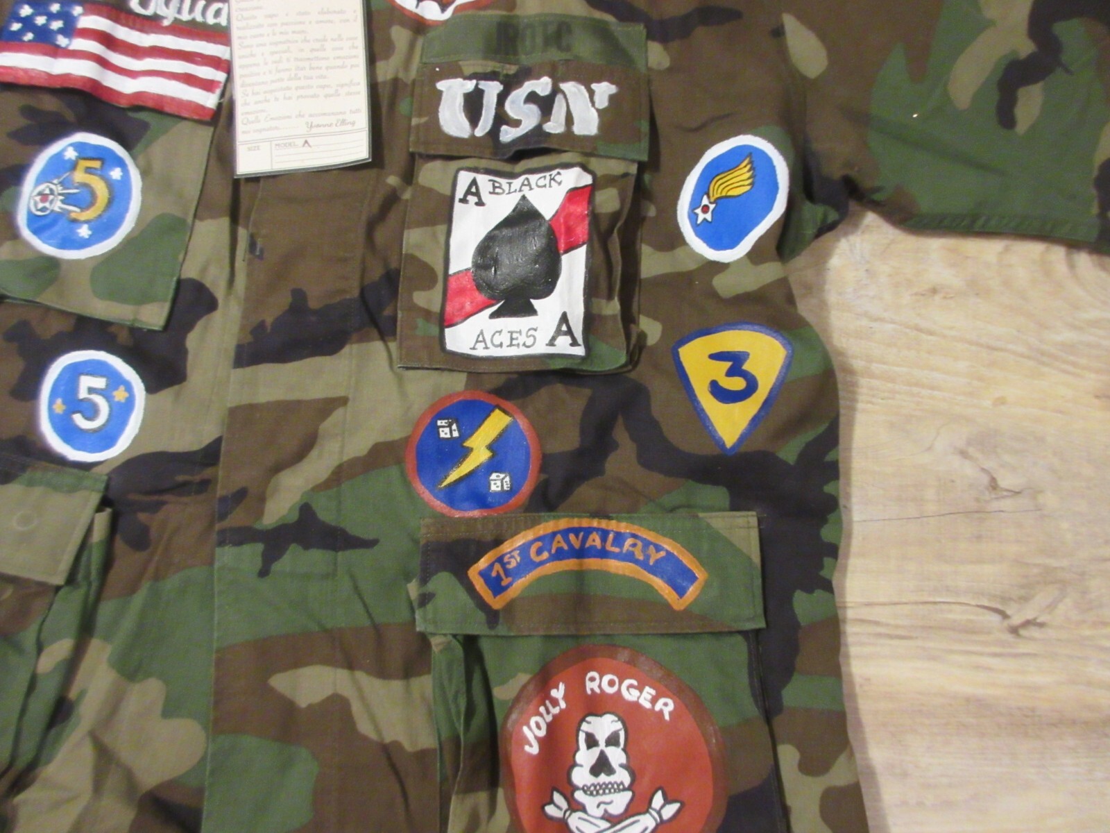 Unique US Army Patches Woodland Jacke USN Bomb Sqd Black Aces Donald ...