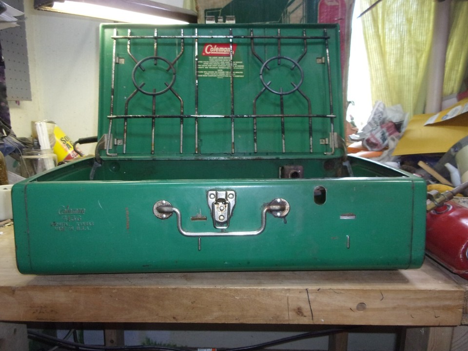 Vintage Coleman 413G 2 Burner Gas Camping Cook Stove W/Box Date 9-1969 ...