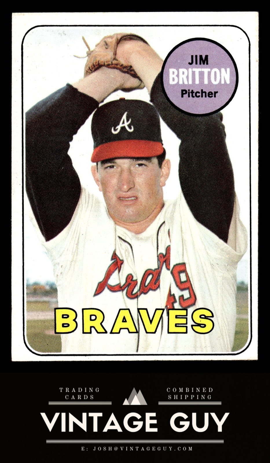 1969 Topps #154 Jim Britton Vintage Atlanta Braves Baseball Card | eBay