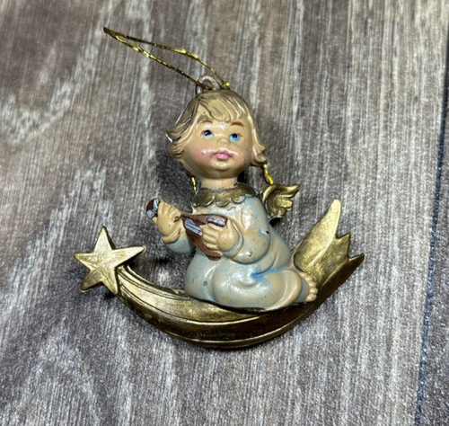 Vintage Shooting Star Angel w Instrument Christmas Holiday Ornament ...