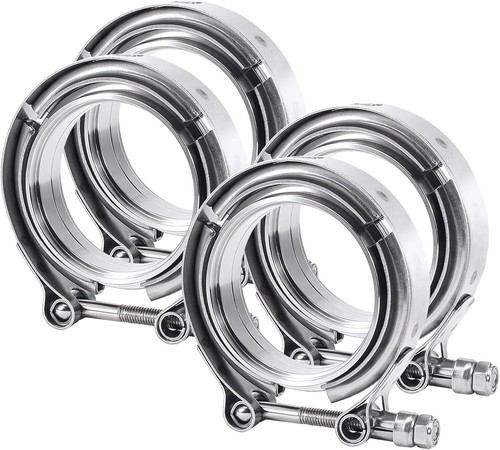 2x 4" Inch V-Band Flange&Clamp Kit Male/Female With Ridge Exhaust ...