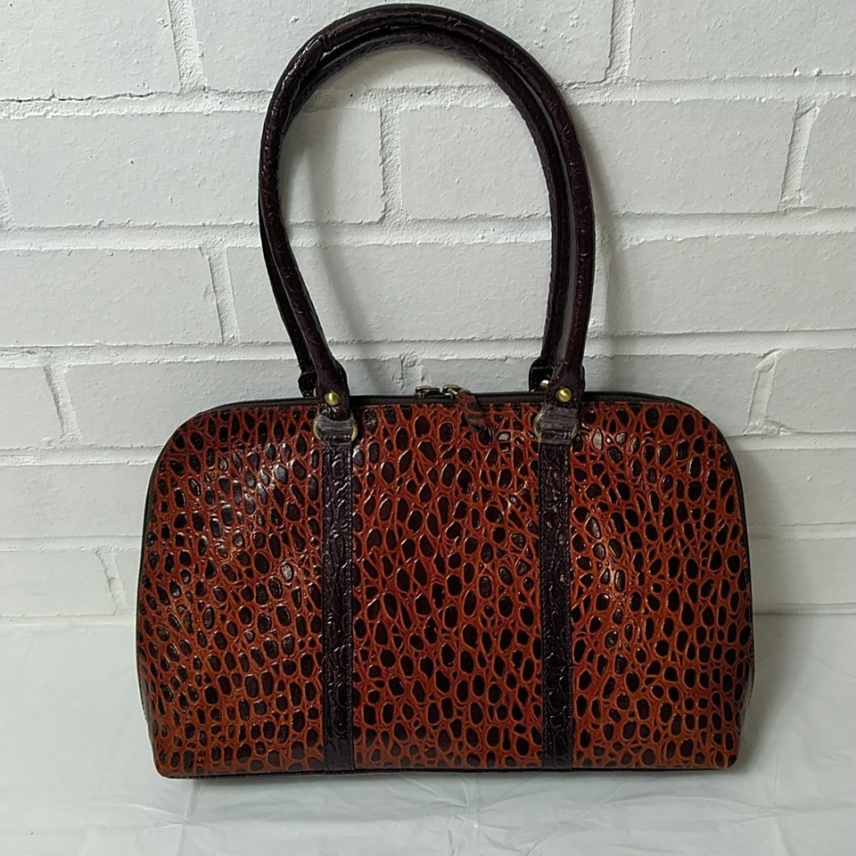TJC of London,Genuine Leather Croc Embossed Two Tone Brown Tote Bag ...