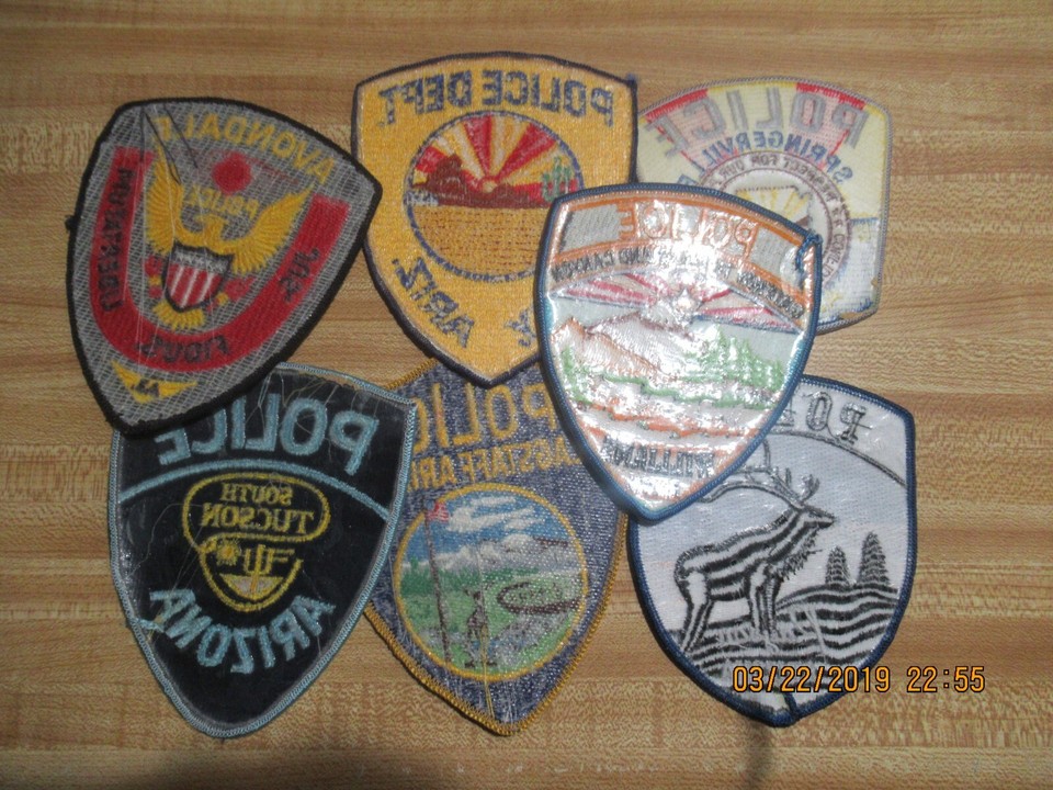 7 arizona police patchs eloy/flagstaff/springerville/avondale/payson ...