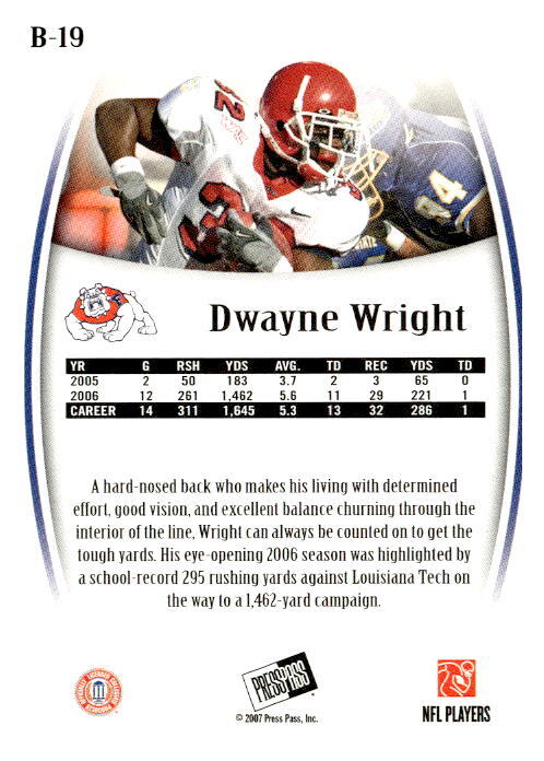 Dwayne Wright 2007 Press Pass Legends /999 B-19 SN999 Bronze | eBay