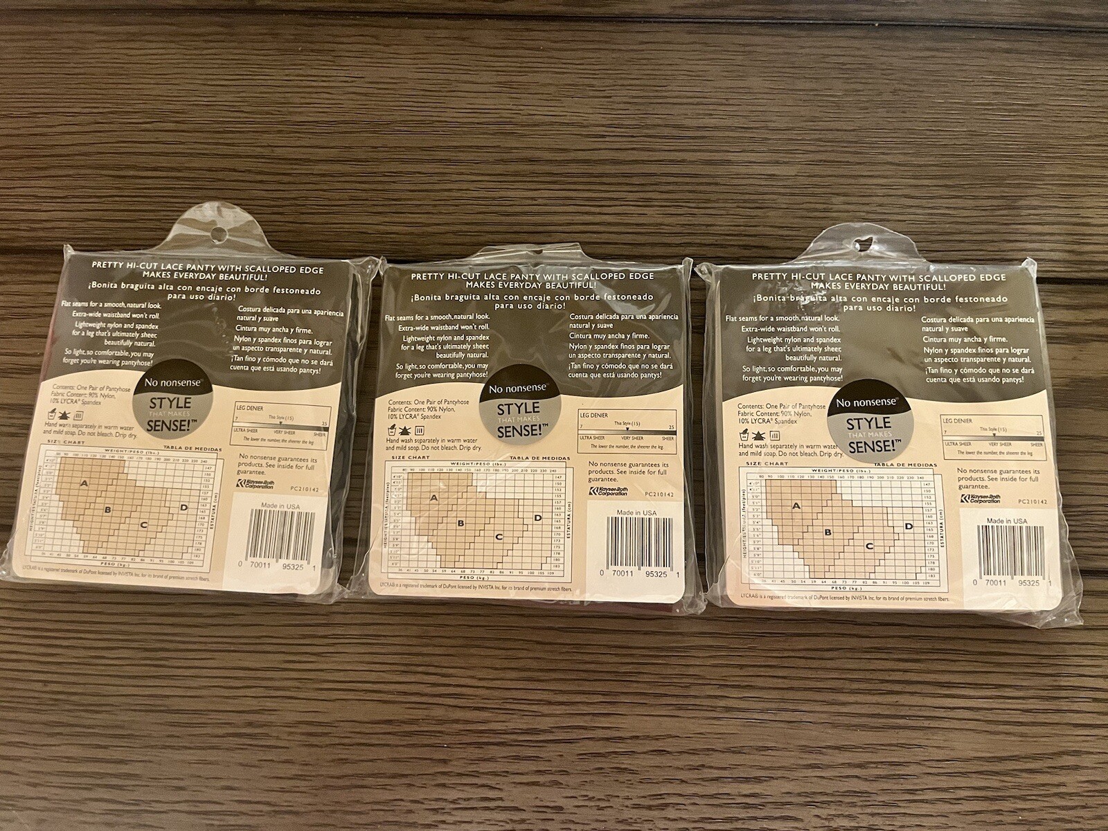 3 New No Nonsense Almost Bare Pantyhose Hi Cut Lace Panty Midnight ...