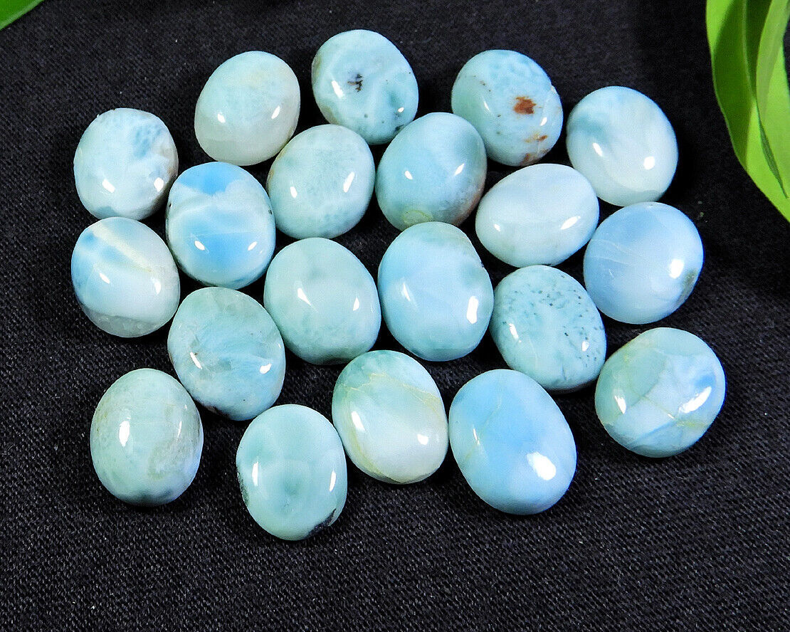 20 Pcs Natural Larimar Pectolite Oval Cabochon Loose Gemstone Lot ...