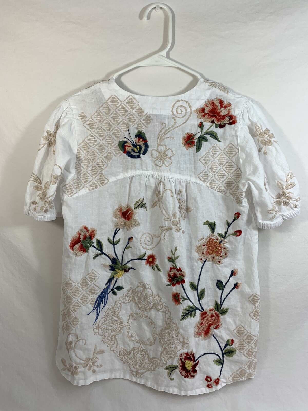 Johnny Was JWLA White Jailyn Linen Puff Sleeve Weeken… - Gem