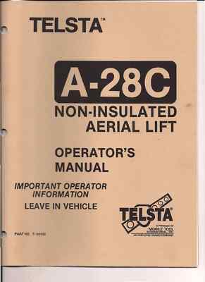 Telsta Bucket A-28C Boom Truck Lift Crane Service Manual | eBay