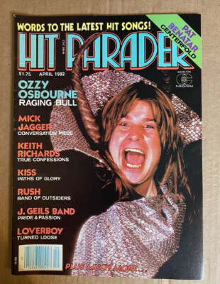 Hit Parader April 1982 Magazine Ozzy, KISS, Rush, Stones, Loverboy, Pat ...