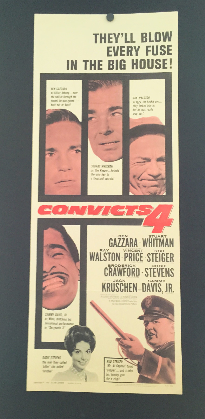 Original 1962 CONVICTS 4 Half Sheet Movie Insert Poster 14 x 36 SAMMY ...