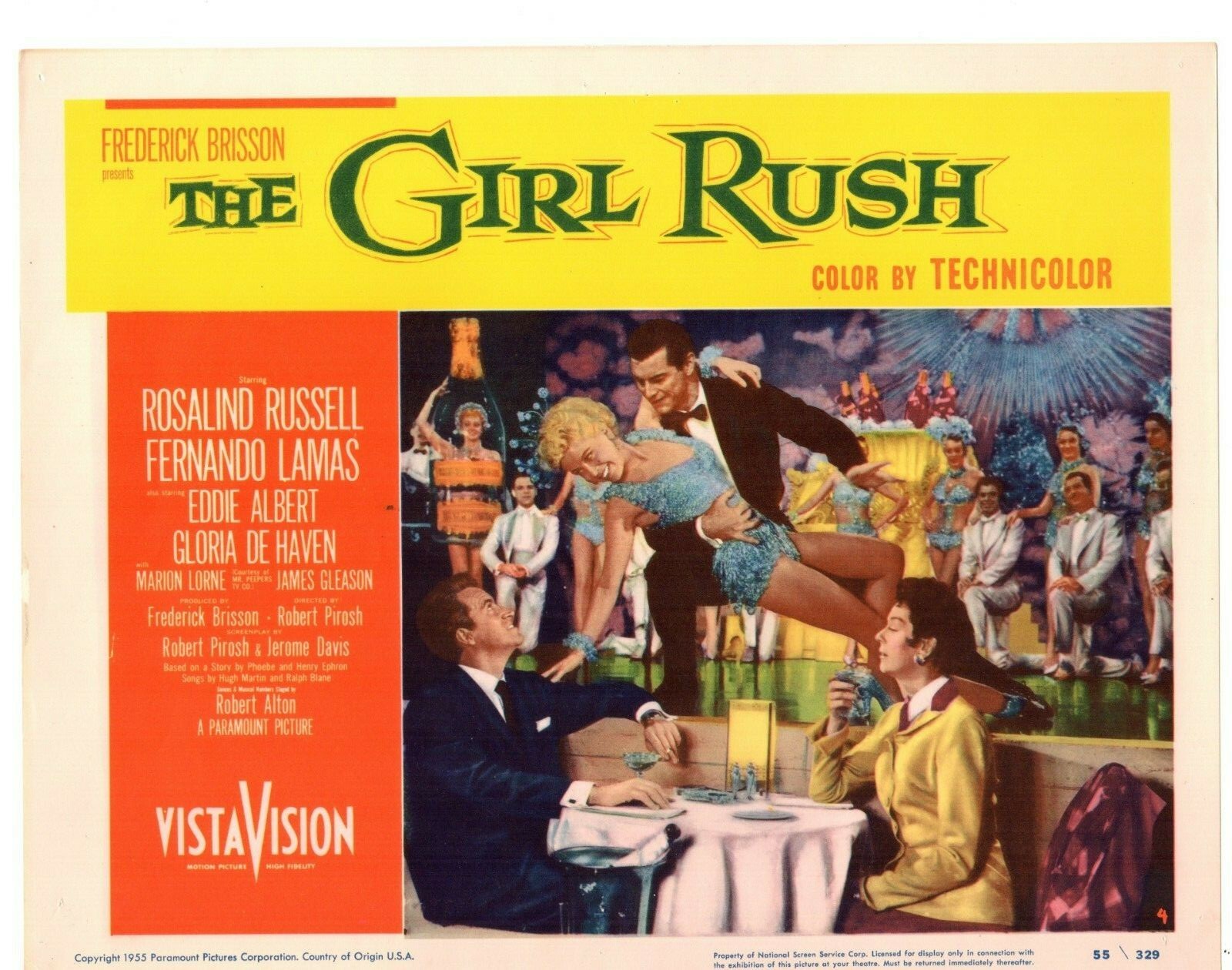 ROSALIND RUSSELL FERNANDO LAMAS THE GIRL RUSH 1955 11X14 LOBBY CARD ...