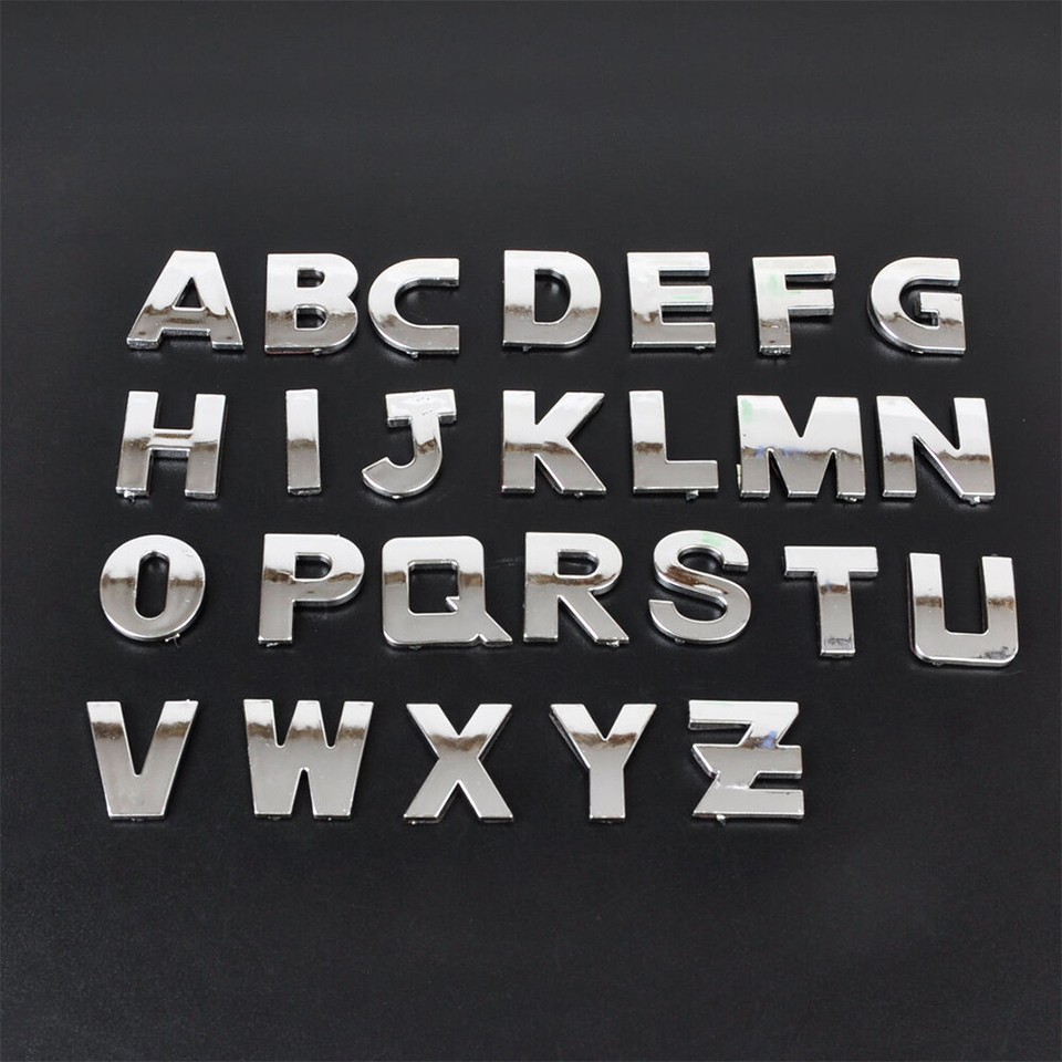 40pcs 3D Chrome Car Decals Alphabet Letter Number Symbol Emblem Badge ...