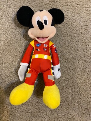 Disney Mickey Mouse Race Car Driver 10" Stuffed Animal Plush Toy Racer ...