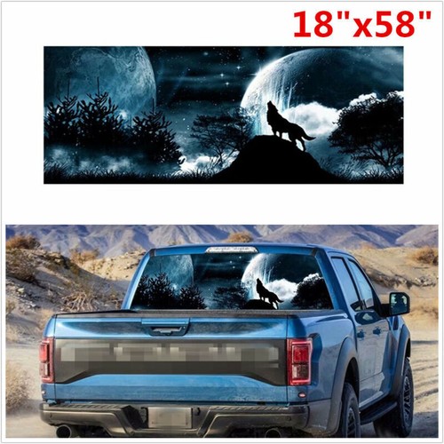 18"x58"Car SUV Truck Rear Window Tailgate wolf howling Moon Galaxy ...