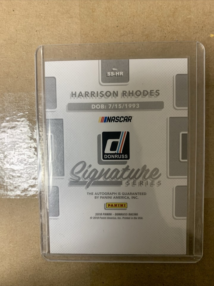 2018 DONRUSS RACING HARRISON RHODES ~SIGNATURE SERIES~ AUTO INSERT #SS ...